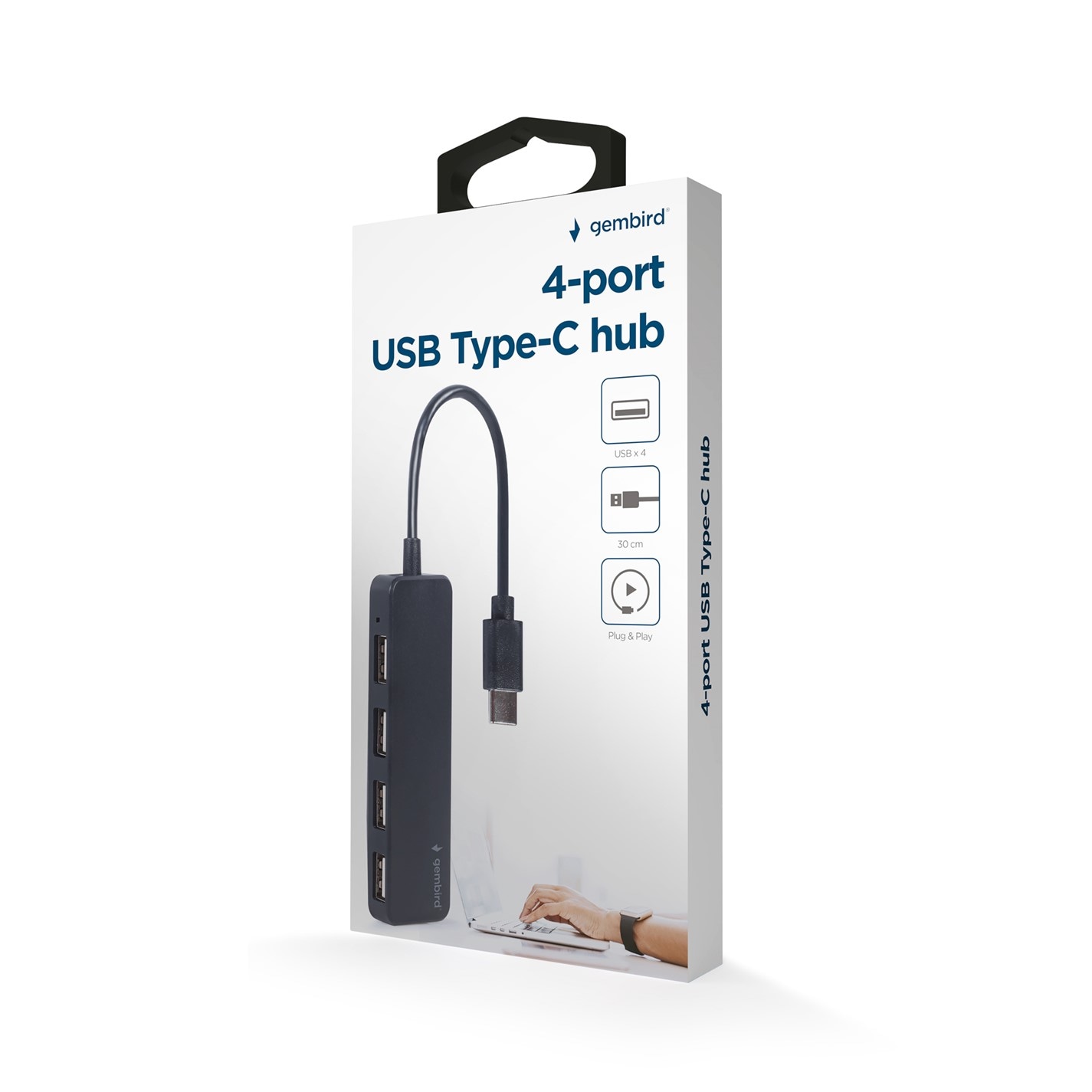 Gembird | Type C To 4-Port USB PC Computer Hub Black | Black ...