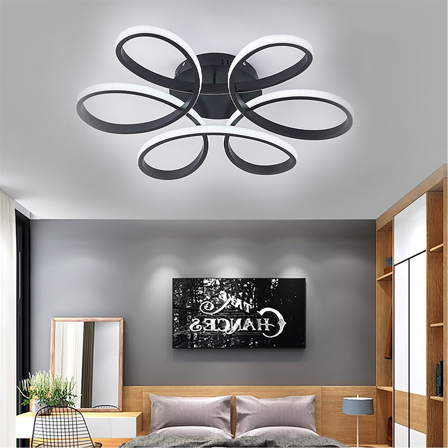 Kabinet UK | Petal Semi-Flush Adjustable LED Ceiling Light | Black ...