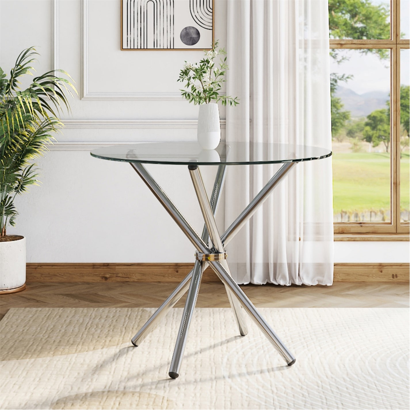 Kabinet UK | Round Tempered Glass Table with 4 Chrome Legs ...