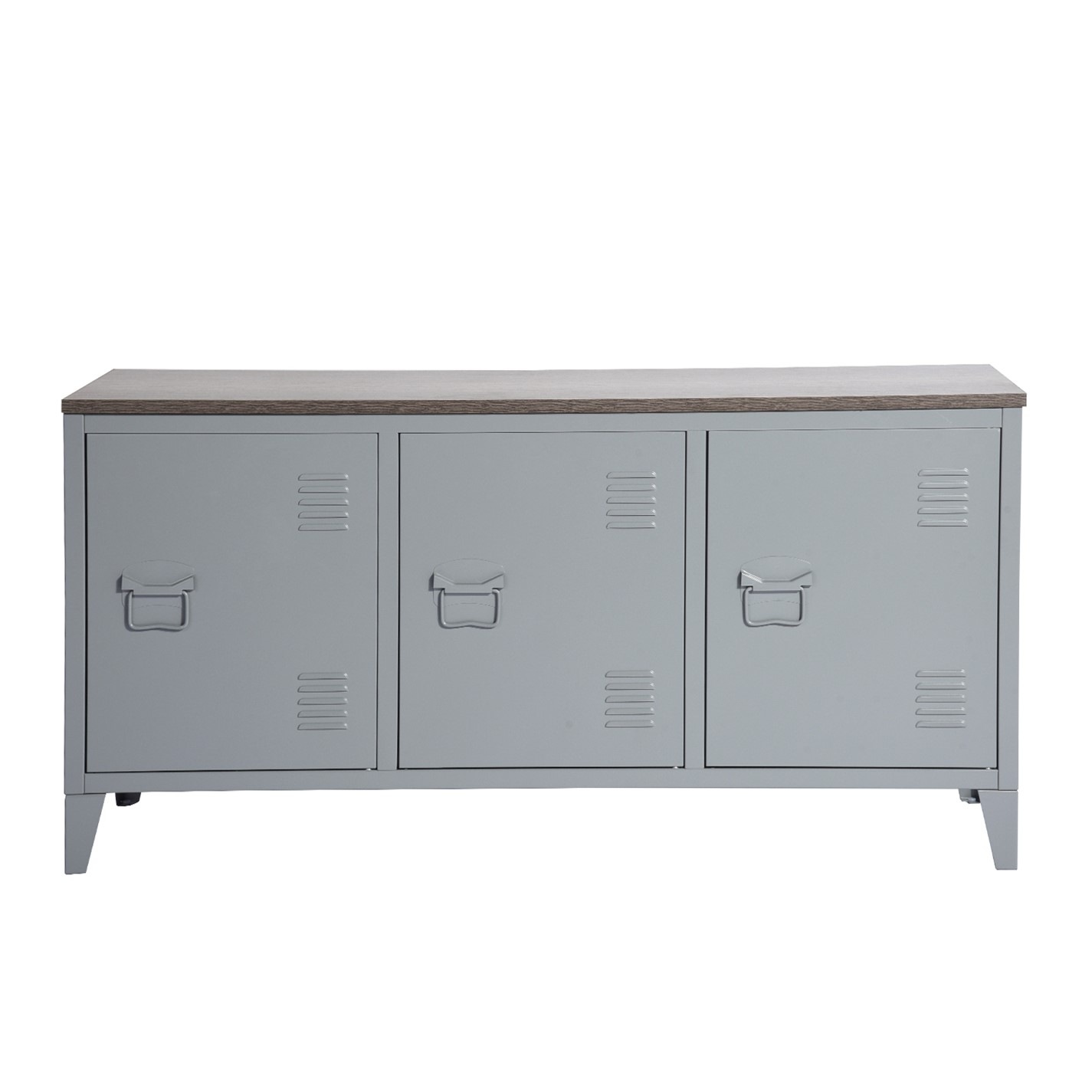 FurnitureR Sideboard Cabinet with 3 Doors and Wood-Effect Top 120.5 x ...