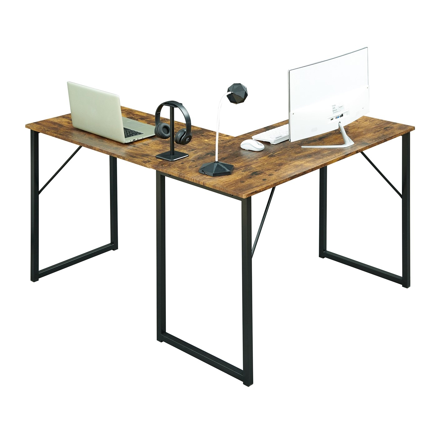 FurnitureR | L-Shaped Corner Desk 129 cm Home Office Computer Table ...