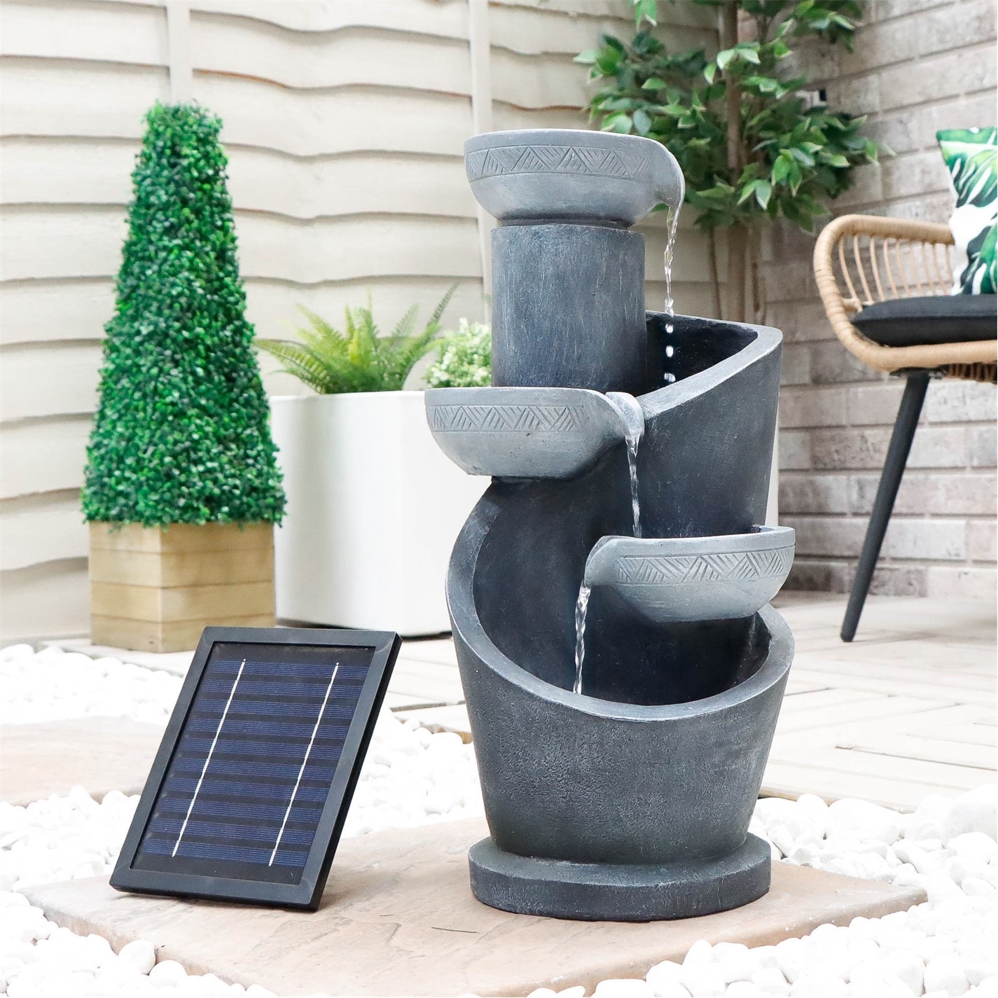 Streetwize | Solar Water Feature with Battery Backup - Tiered Slate ...