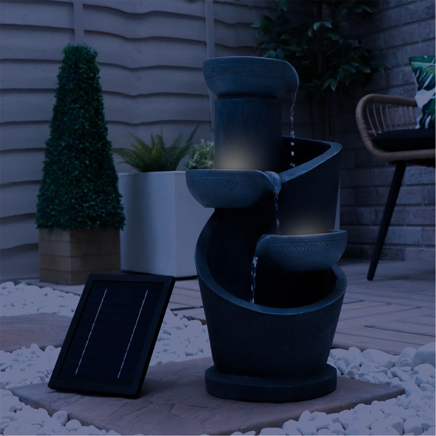 Streetwize | Solar Water Feature with Battery Backup - Tiered Slate ...