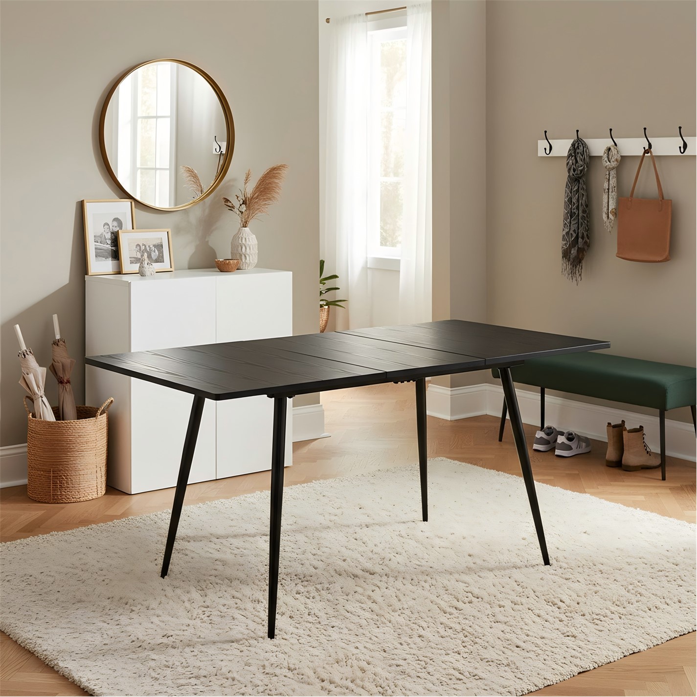 Urban Meuble | Extendable Black Console Table | Black | SportsDirect.com