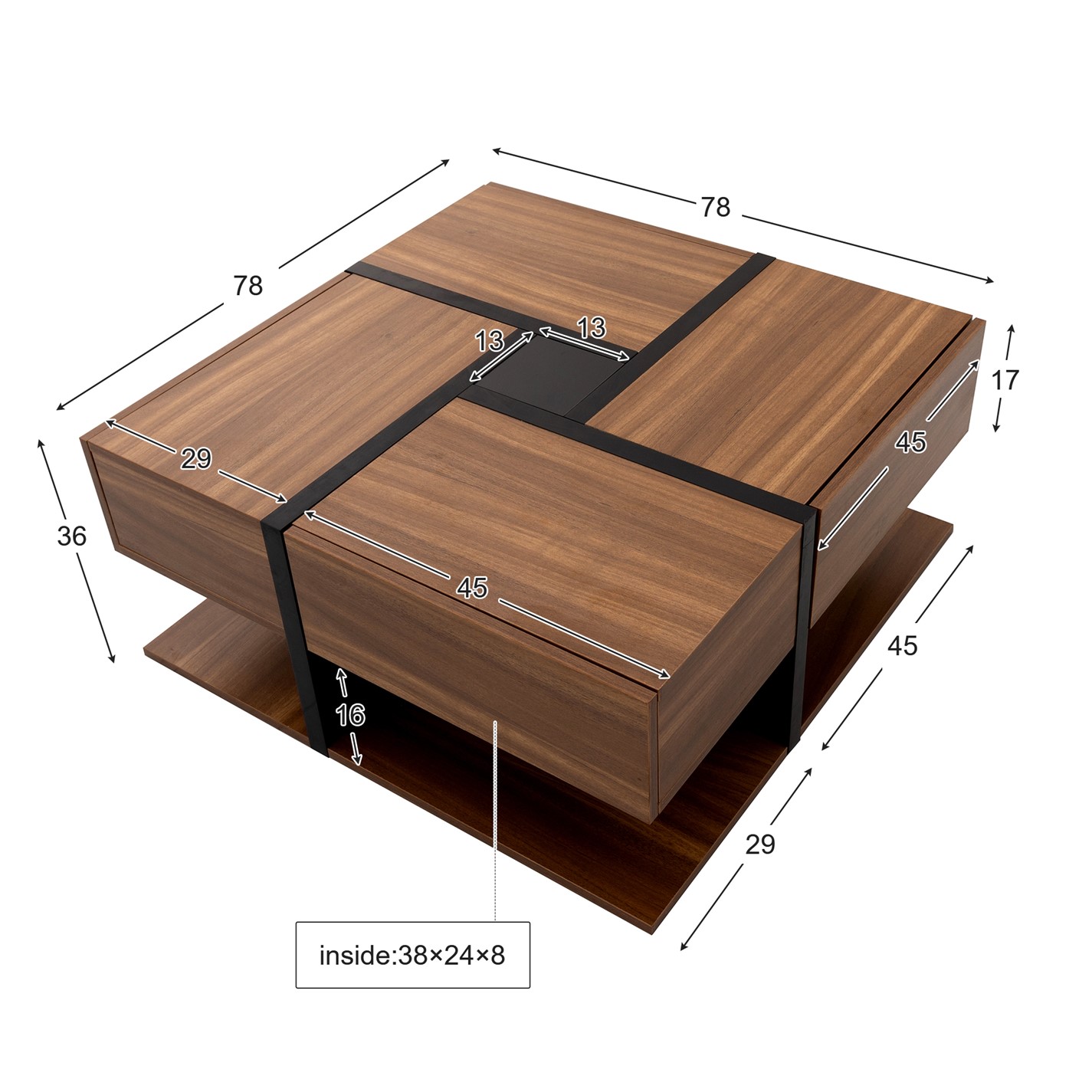 Urban Meuble | Square Coffee Table with Storage Drawers | Coffee Tables ...