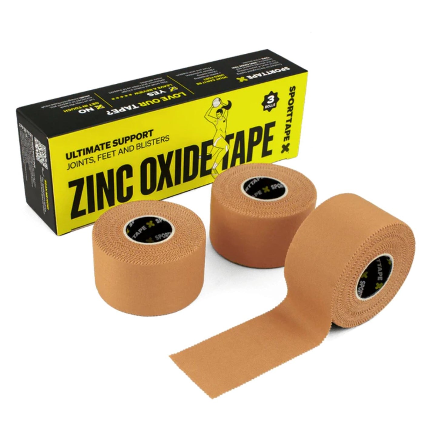 SportTape | Zinc Oxide Tan Tape- 3 Pack (3.8cm x 10m) | Neutral ...