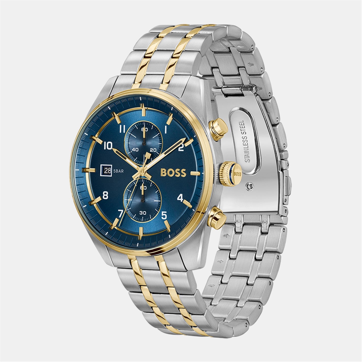 Boss | Gents BOSS Skytraveller Bi Colour Chronograph Watch | Bi-Metal ...