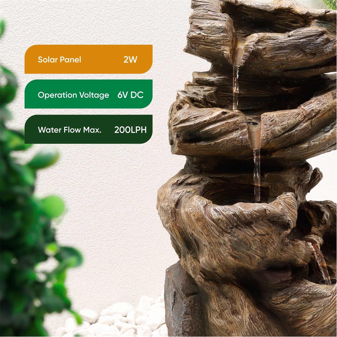 Streetwize | Solar Water Feature - Rock Stack Water Fountain | Brown ...