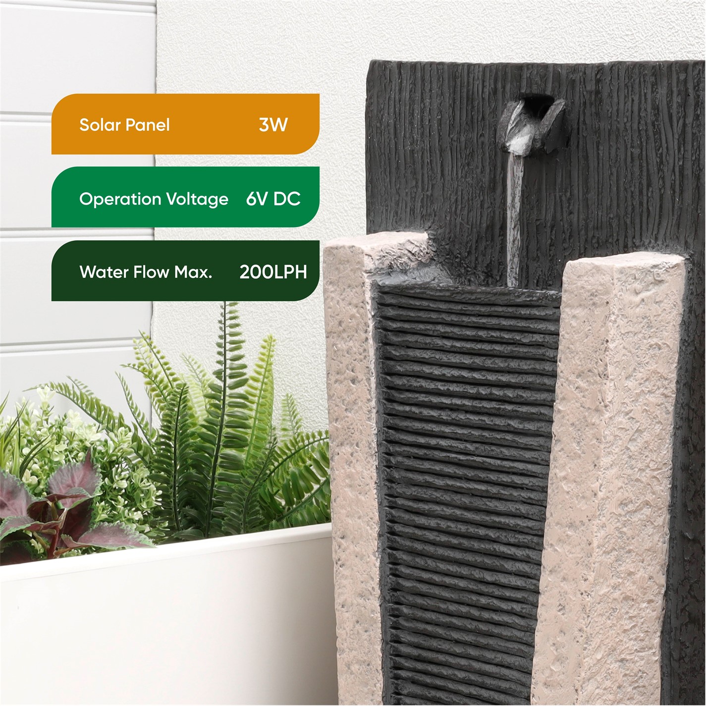 Streetwize | Solar Water Feature - Stone Column Water Fountain | Grey ...
