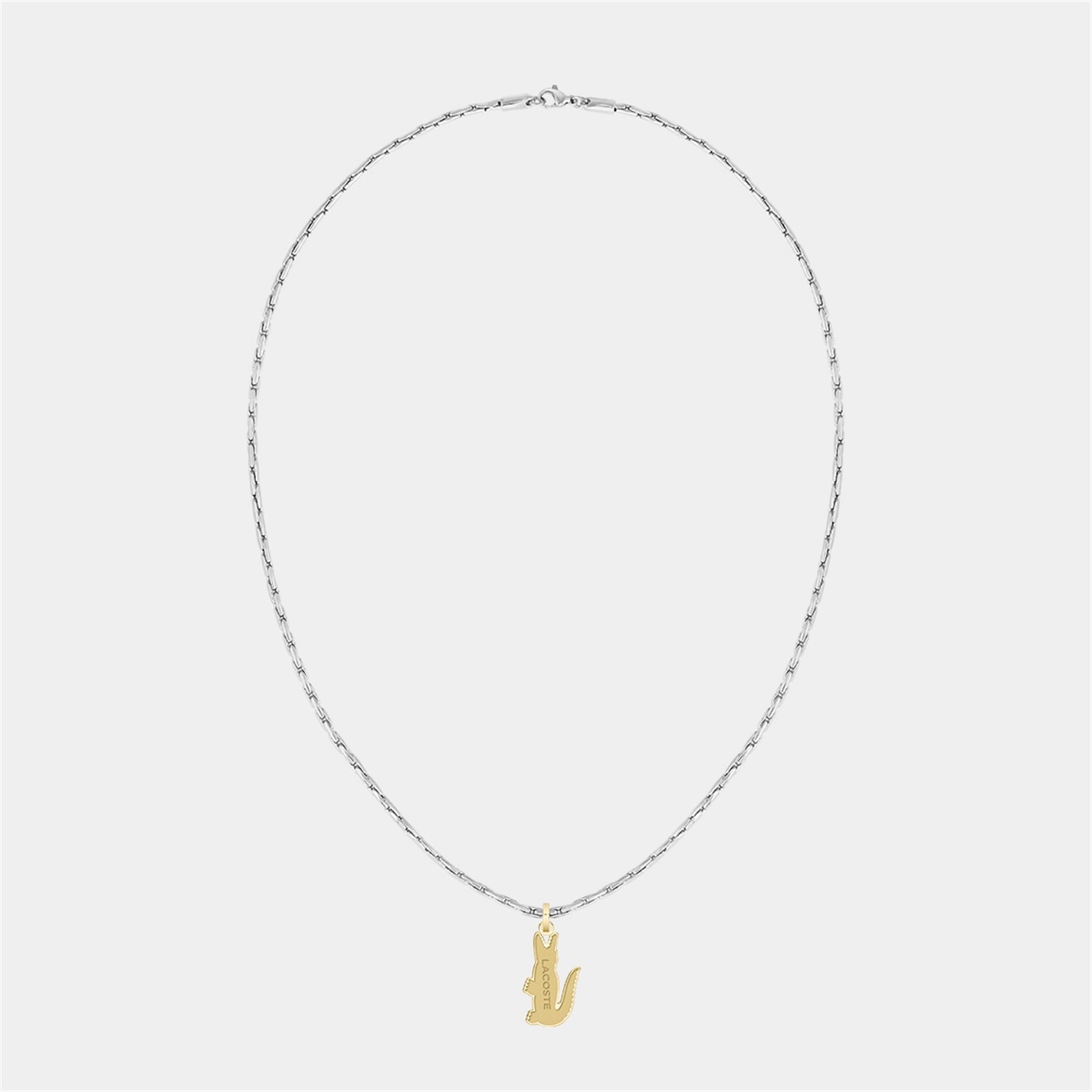 Lacoste | Mens Arthor Crocodile Box Chain Necklace | Silver ...