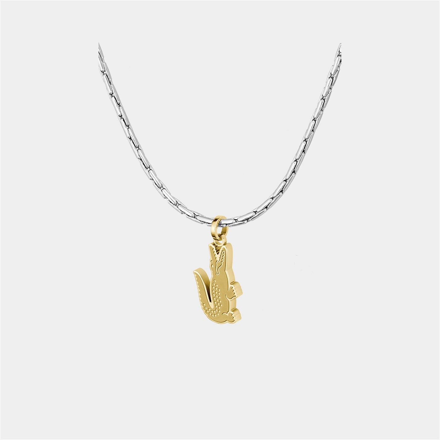 Lacoste | Mens Arthor Crocodile Box Chain Necklace | Silver ...
