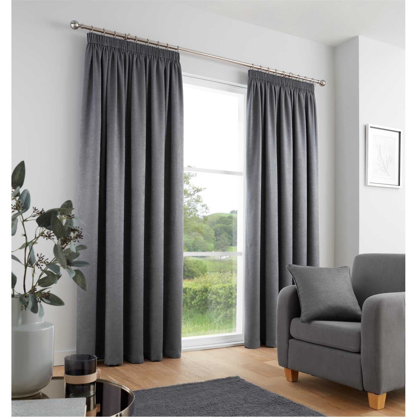 Fusion | Galaxy Dim Out Self Lined Pencil Pleat Curtains | Pencil Pleat ...