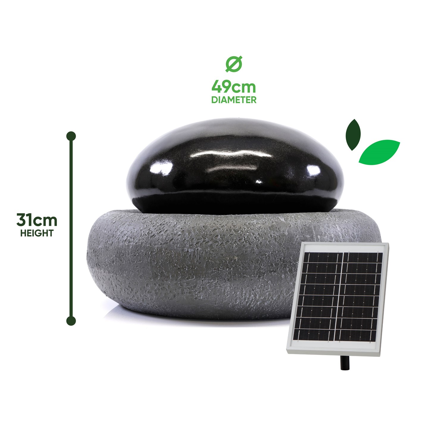 Streetwize | Solar Pebble Fountain Battery BackUp water Feature | Black ...