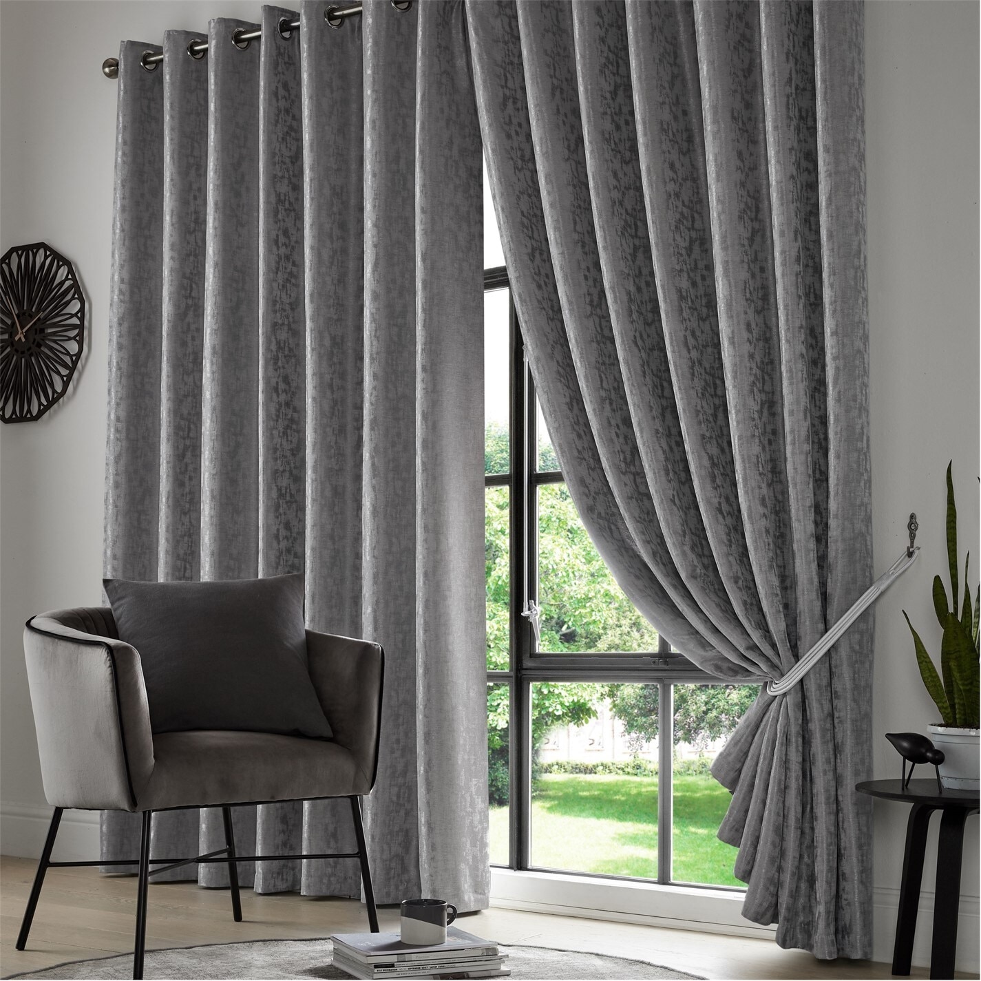 Studio | Keswick Metallic Eyelet C | Eyelet Curtains | SportsDirect.com
