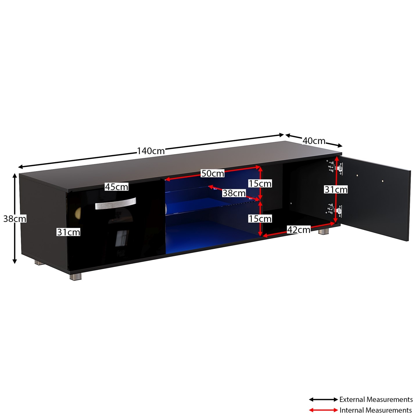 Lassic | Vida Designs Cosmo 2 Door Multi LED TV Unit 140cm | TV Stands ...