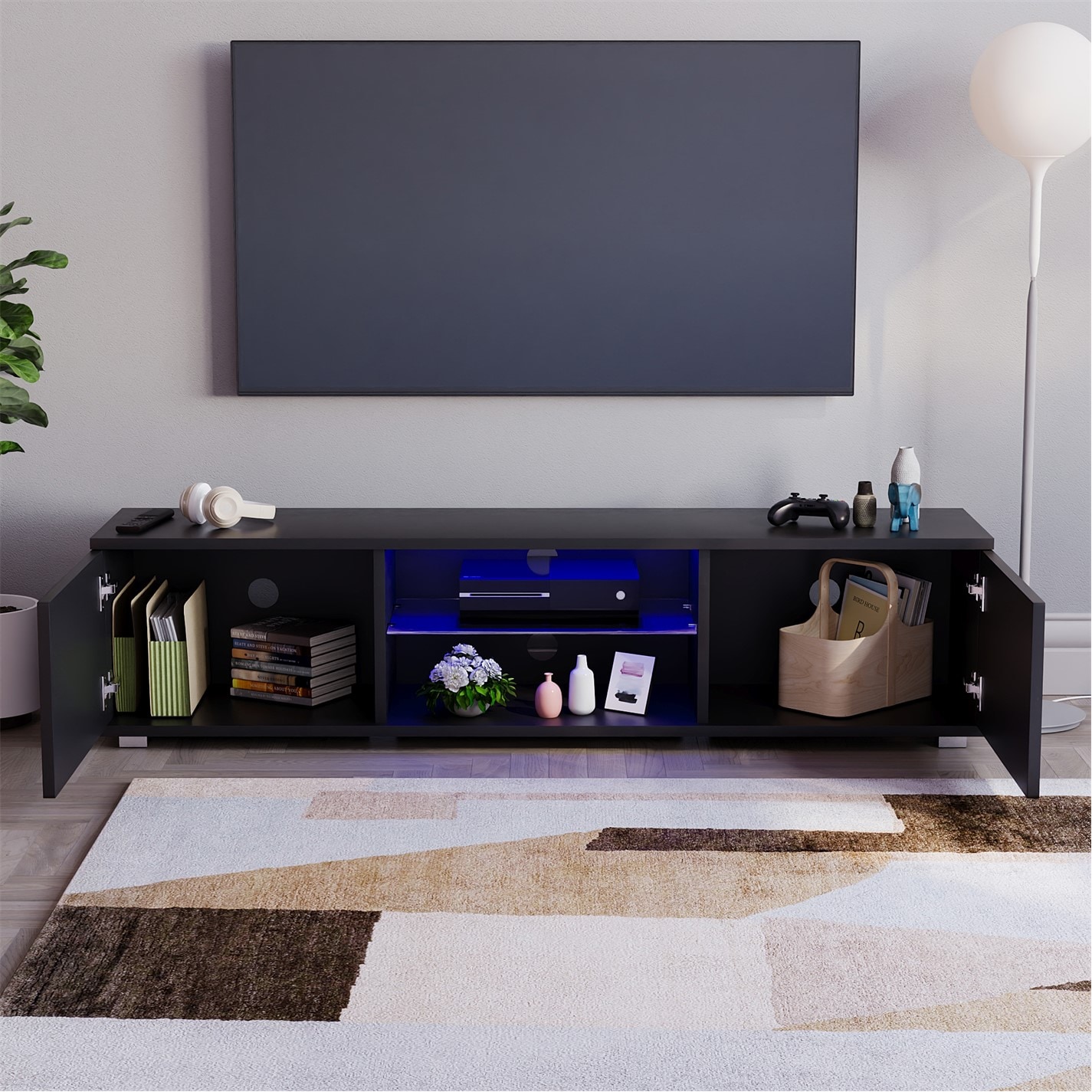 Lassic | Vida Designs Cosmo 2 Door Multi LED TV Unit 160cm | Black ...