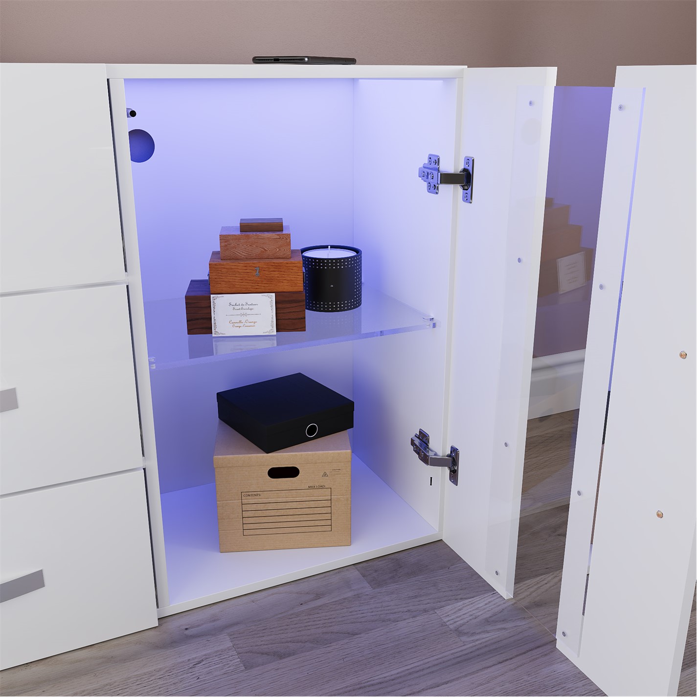Lassic | Astro 2 Door 3 Drawer Multi LED Sideboard | Bedside Cabinets ...