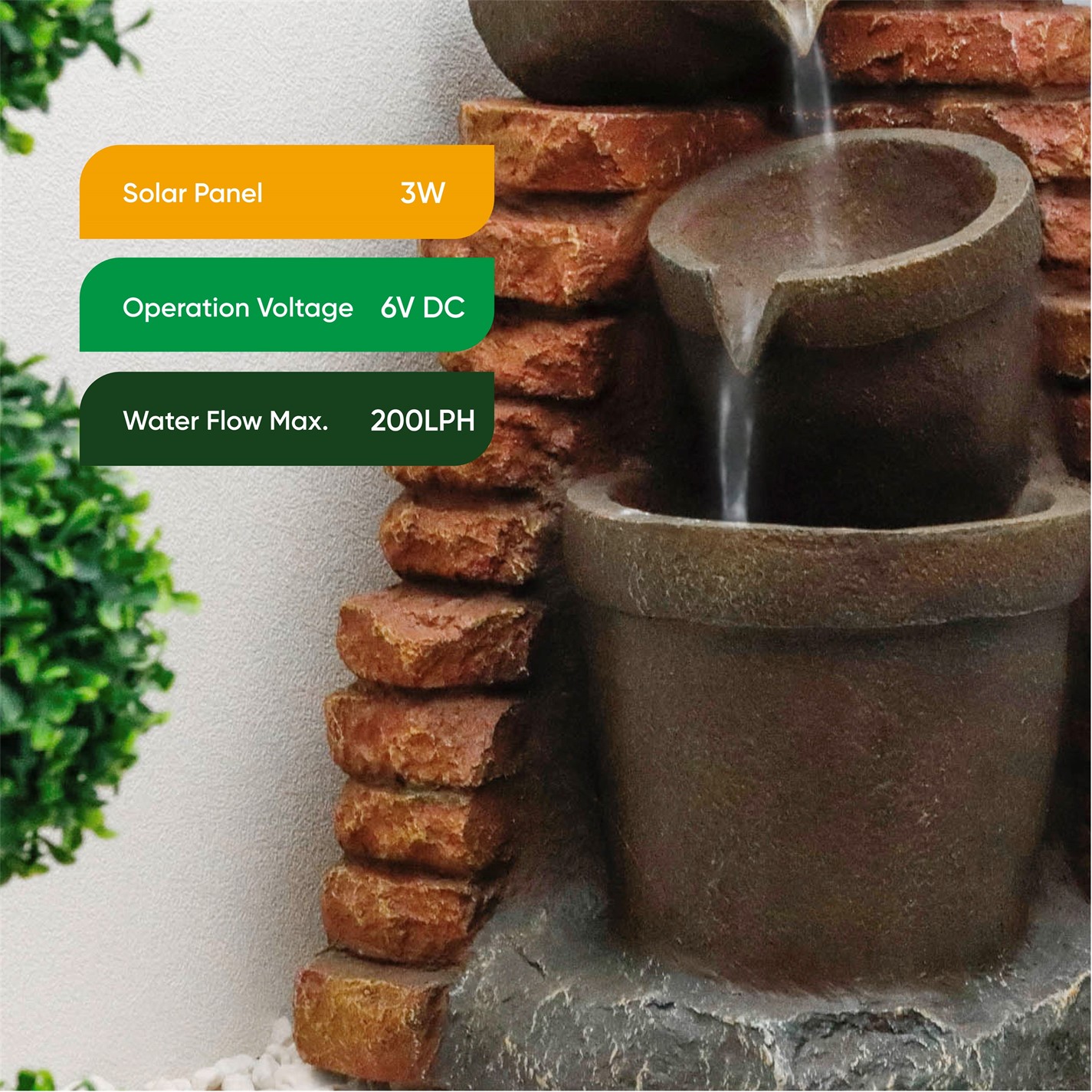 Streetwize | Solar Brick Water Feature | Brown | SportsDirect.com