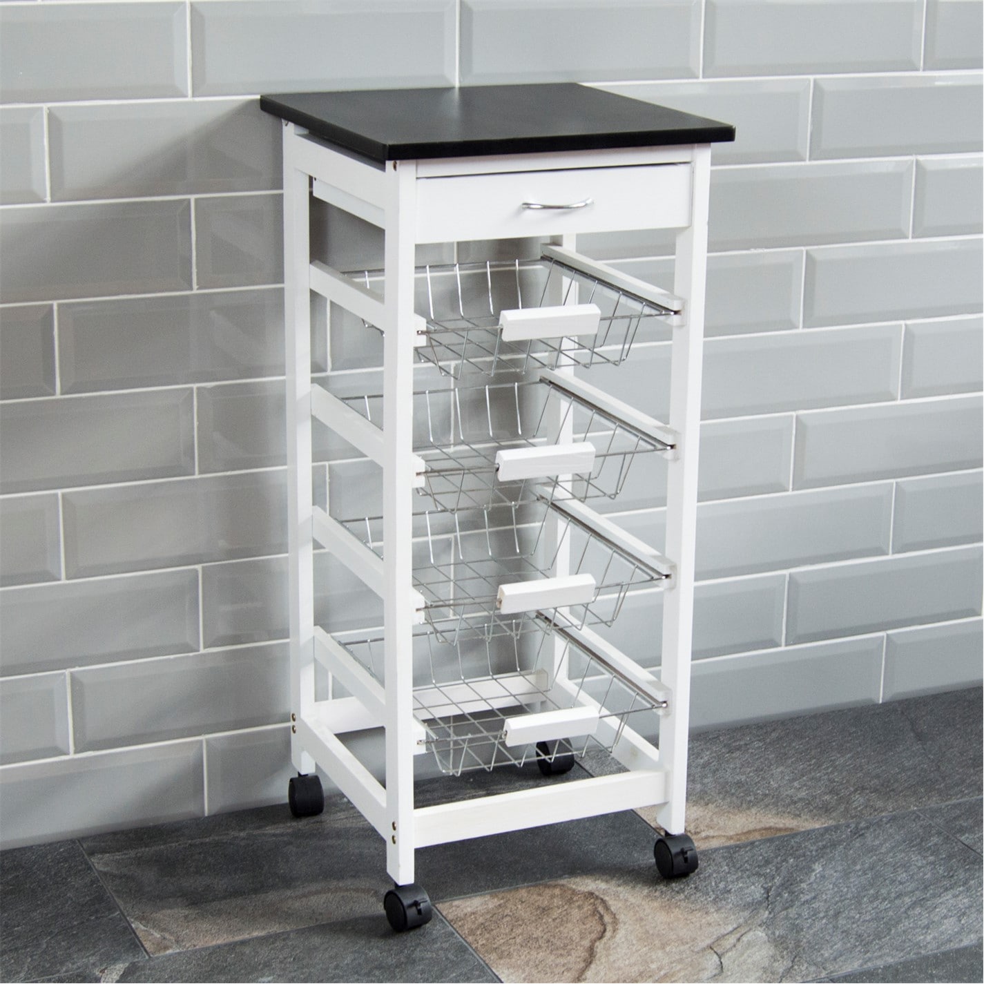 Lassic | Chef Vida 4 Tier Wooden Kitchen Trolley | White | SportsDirect.com