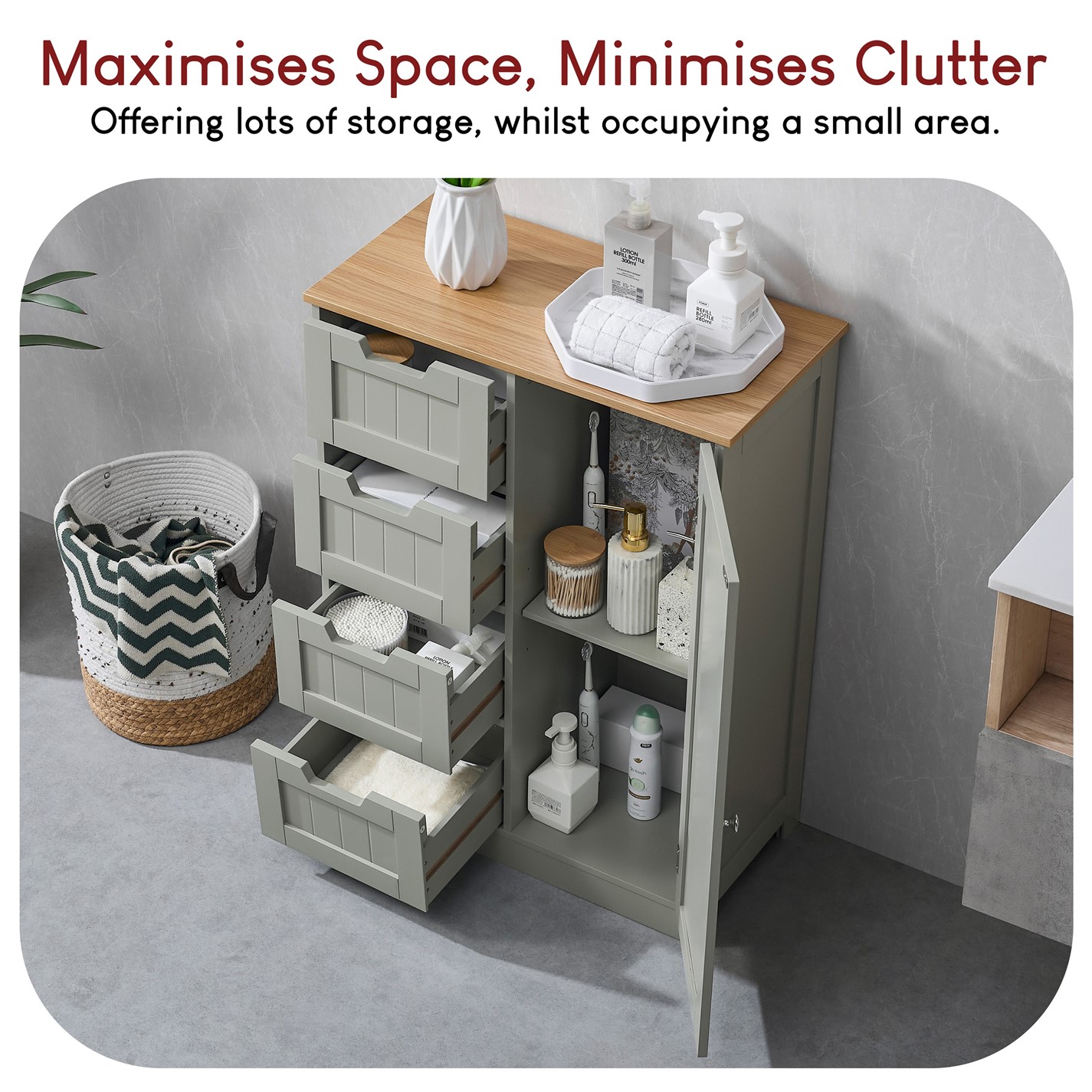 Lassic | Bath Vida Priano 4 Drawer 1 Door Freestanding Unit | Bathroom ...