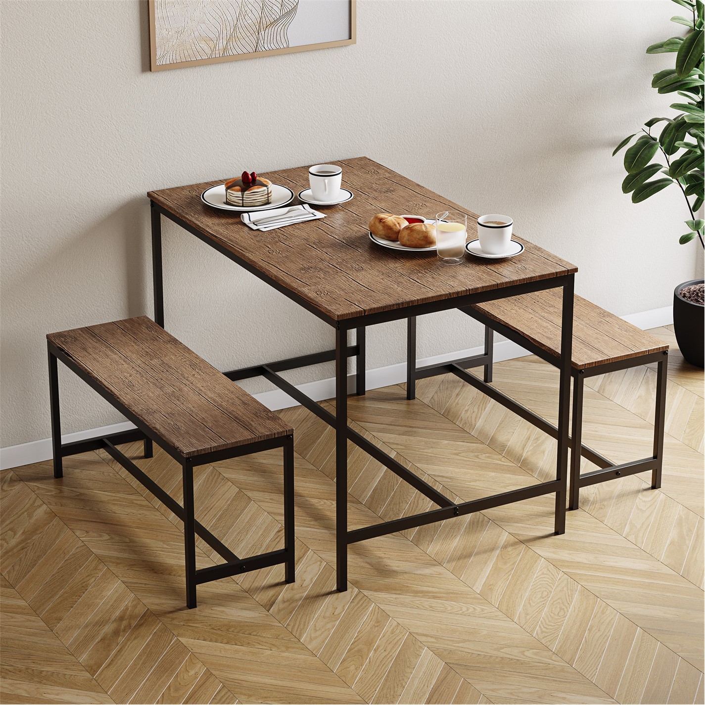 Lassic | Roslyn 4 Seater Dining Table With Bench Set | Dining Tables ...