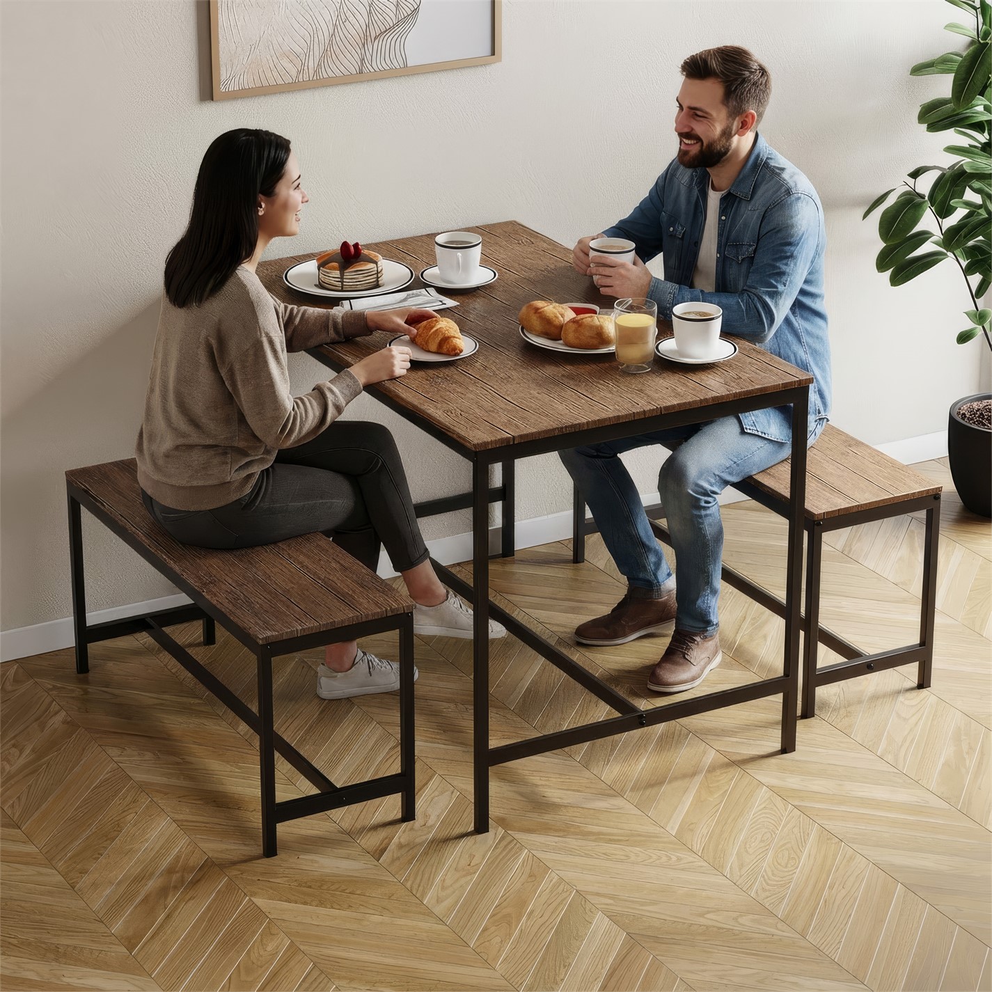 Lassic | Roslyn 4 Seater Dining Table With Bench Set | Dining Tables ...