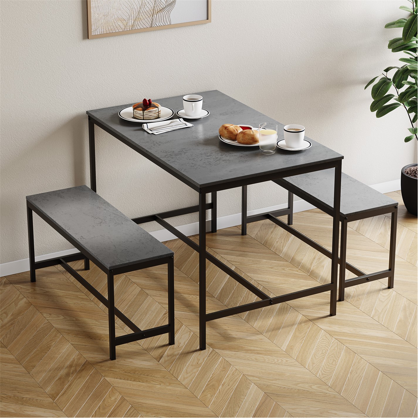 Lassic | Roslyn 4 Seater Dining Table With Bench Set | Dining Tables ...