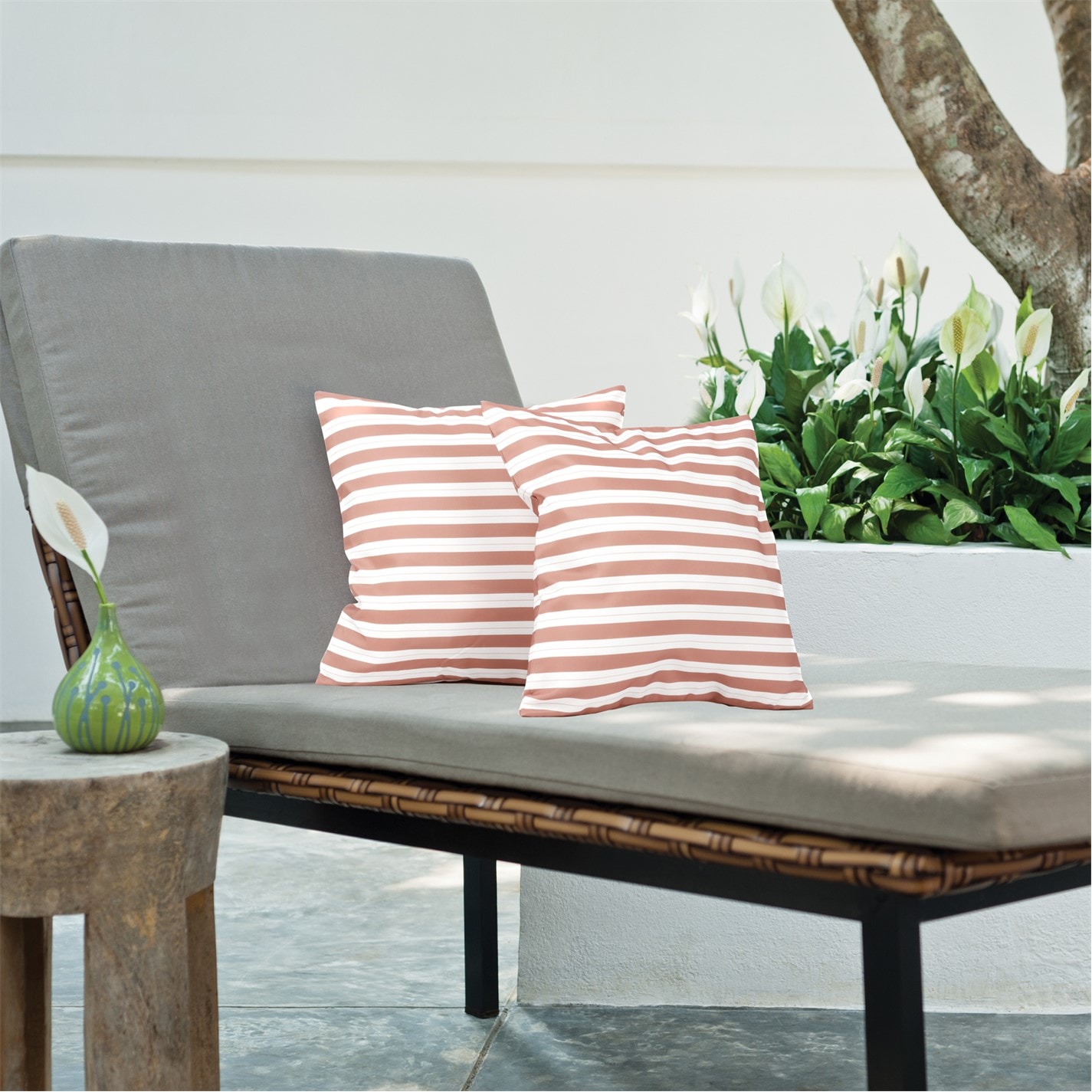 Streetwize | Outdoor Pair of Red Striped Scatter Cushions | Red ...