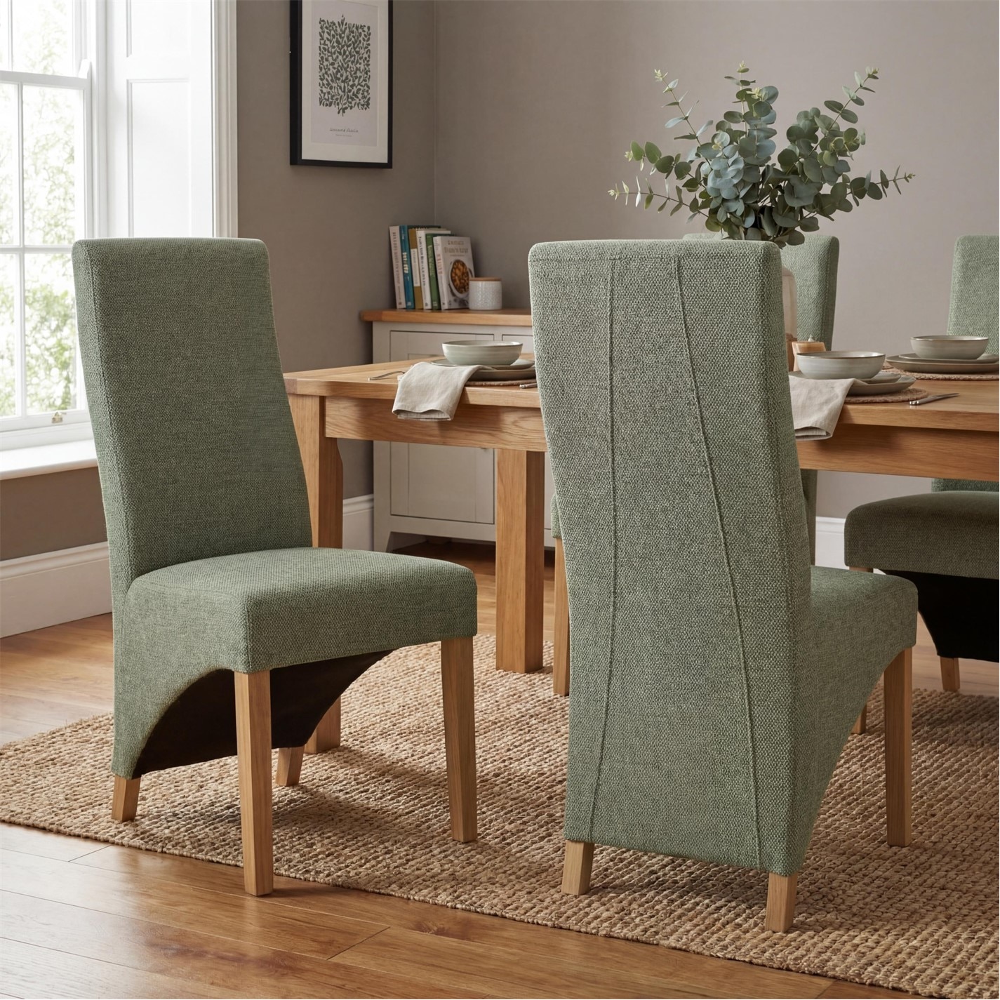 Shankar | Set of 2 Baxter Weave Green Dining Chairs | Green ...