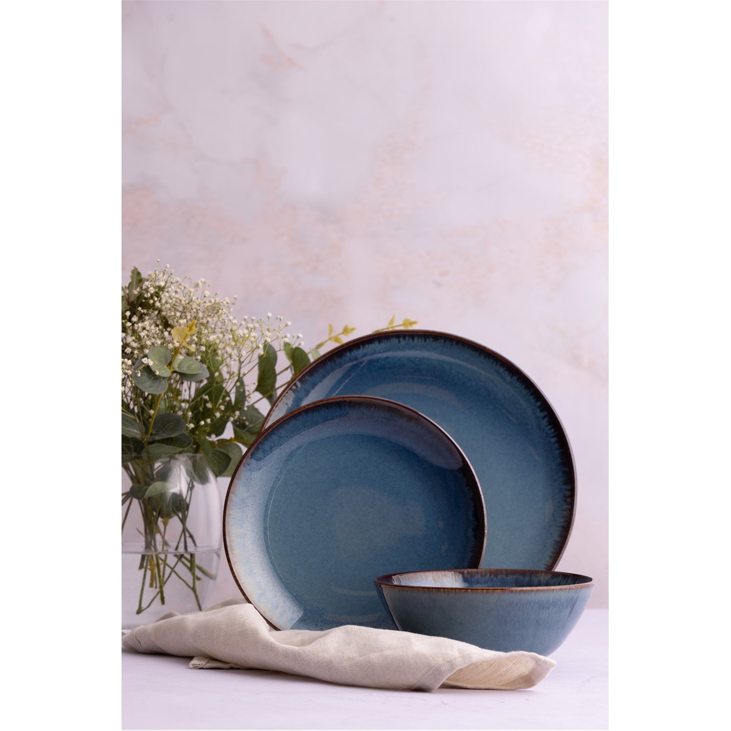 Mason Cash | 12 Piece Reactive Blue Dinner Set | Reactive Blue ...