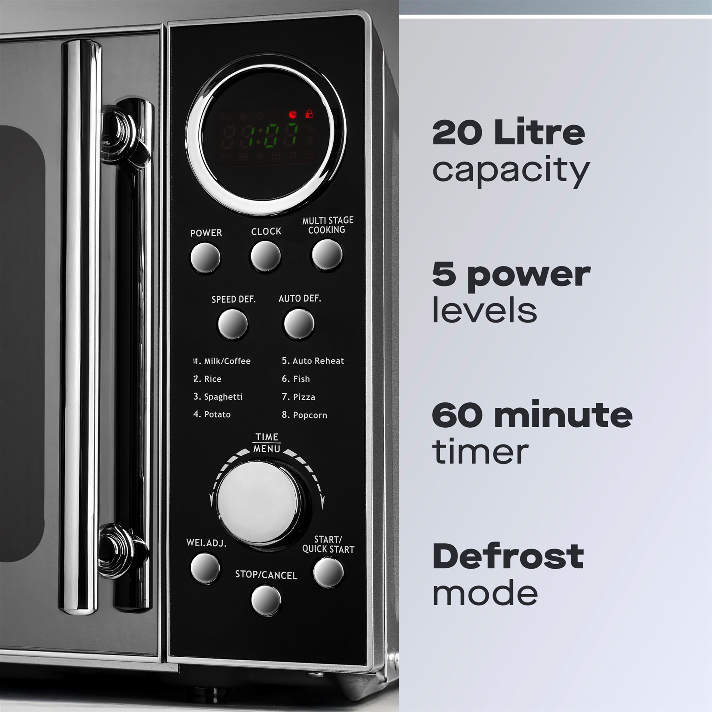 Daewoo Electricals | 20L Mirrored Microwave | Silver | SportsDirect.com