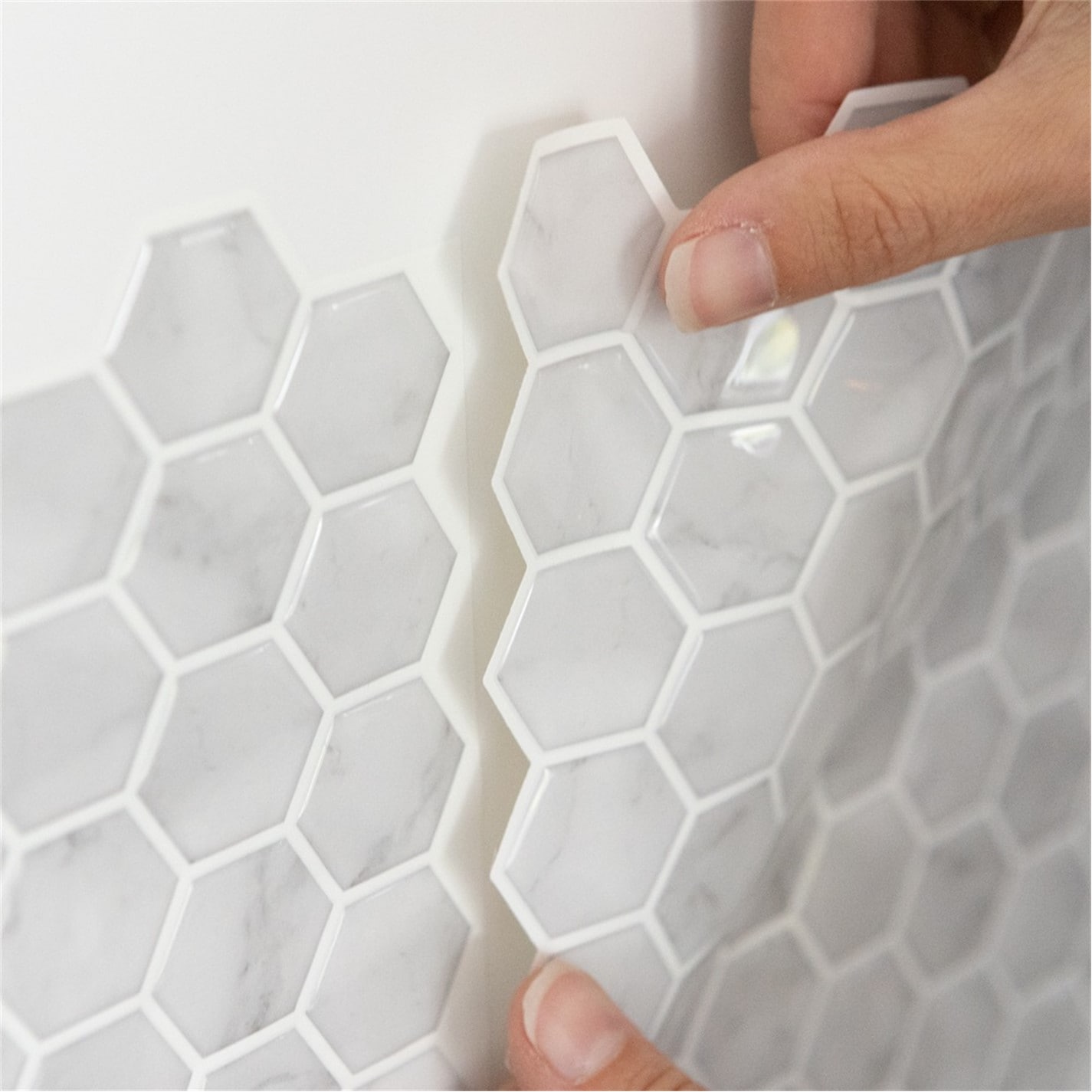 Wall Pops | Self Adhesive 3D Epoxy Tile Stickers Hex Marble | Grey ...