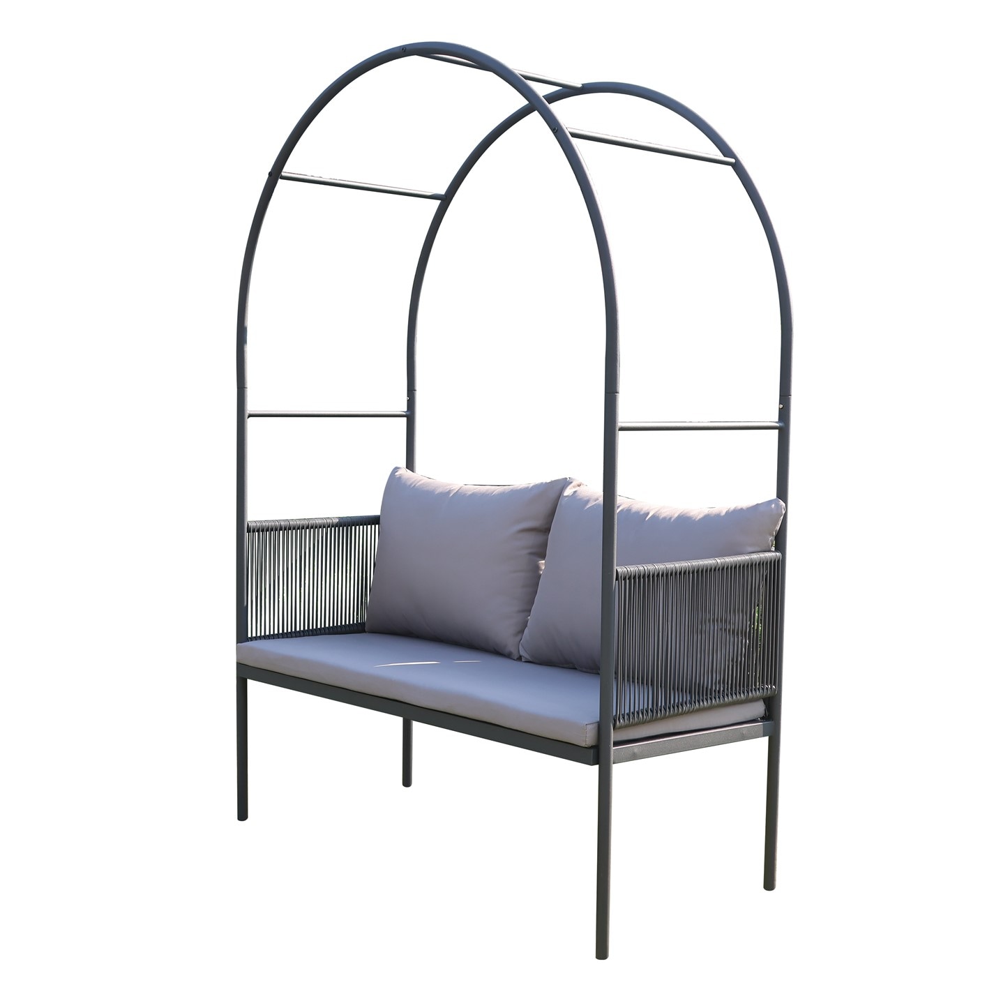 Linea | Modern Arched Metal Garden Bench | Black | SportsDirect.com