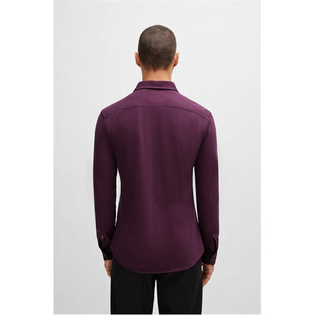 Boss | Garment-Dyed Slim-Fit Shirt | Purple | SportsDirect.com