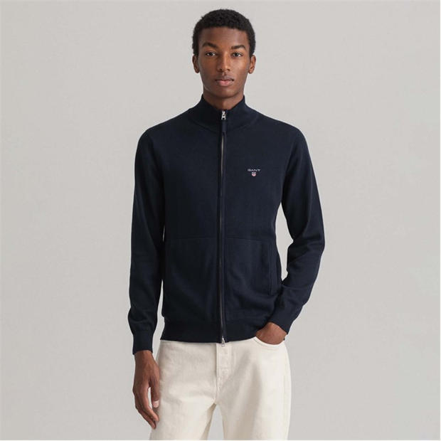 Gant | Classic Cotton Zipped Cardigan | Blue | SportsDirect.com