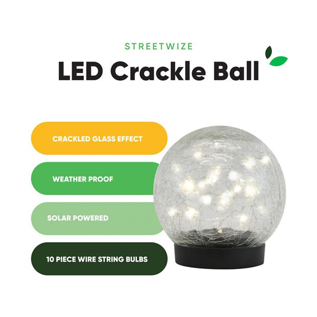 Streetwize | Solar Crackle Ball Light - 15cm Diameter | Multi ...