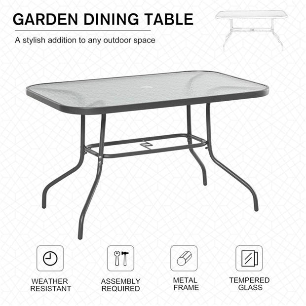 Outsunny | Outsunny Garden Dining Table With Glass Top | Black ...