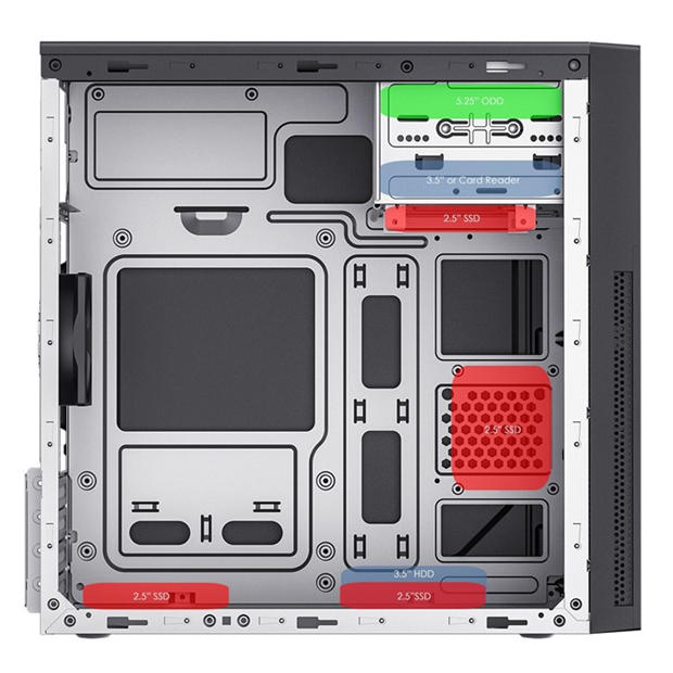 CiT Mentor Micro-ATX Office PC Case With USB Type C and 80mm Rear Black ...