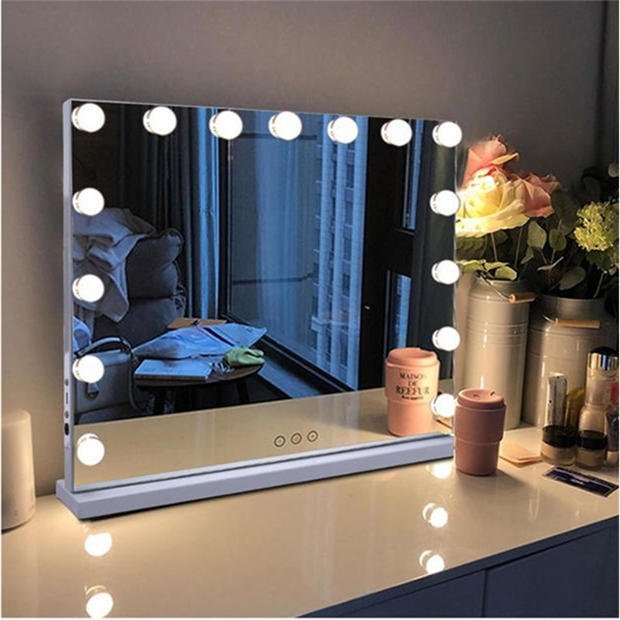 Cottonfy UK | Rectangular Makeup Mirror with Base | White ...