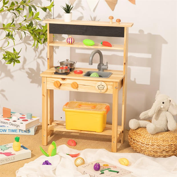 Tooky Toy | Wooden Mud Kitchen with Chalkboard | Multi | SportsDirect.com